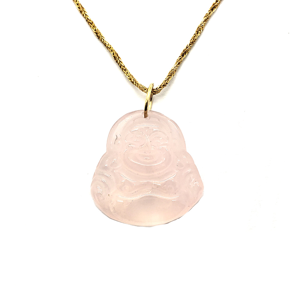 Mini Pink Agate Buddha Pendant - Ryu's Jewelry