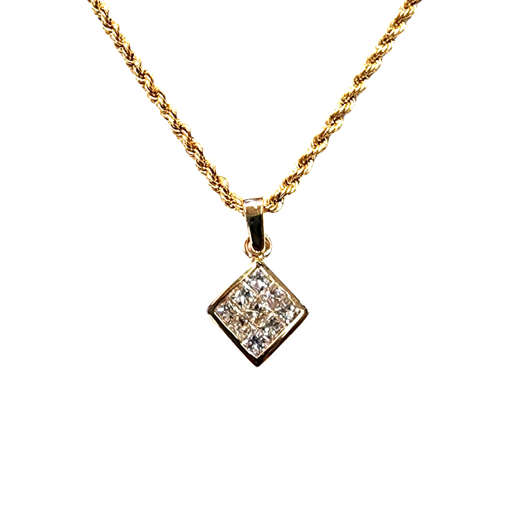 Mini Invisible Set Diamond Pendant - Ryu's Jewelry